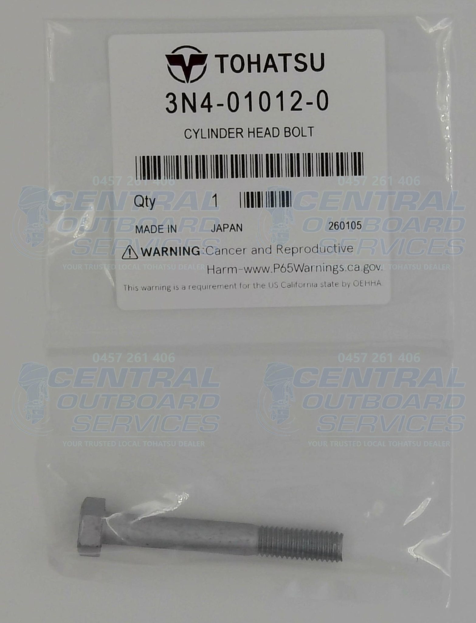 3N4-01012-0 – Cylinder Head Bolt – Tohatsu – Central Outboard Service